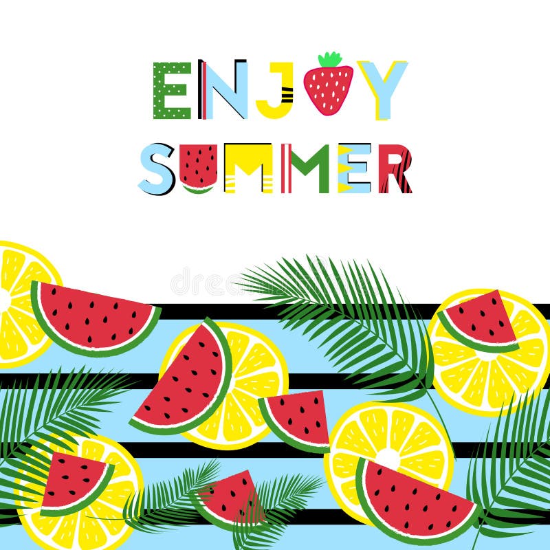 Enjoy summer time stock vector. Illustration of hand - 92951768