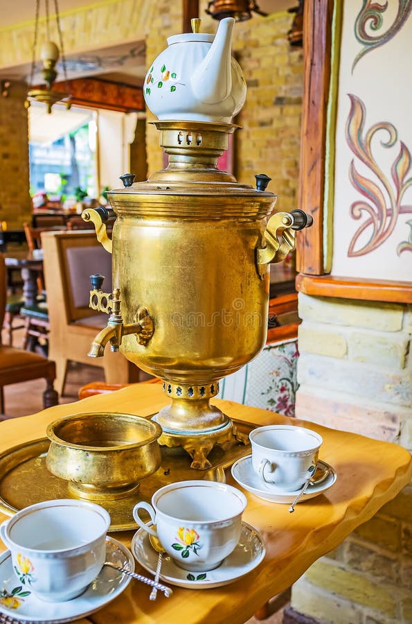The Russian Tea Ceremony with Samovar Stock Photo - Image of landmark ...