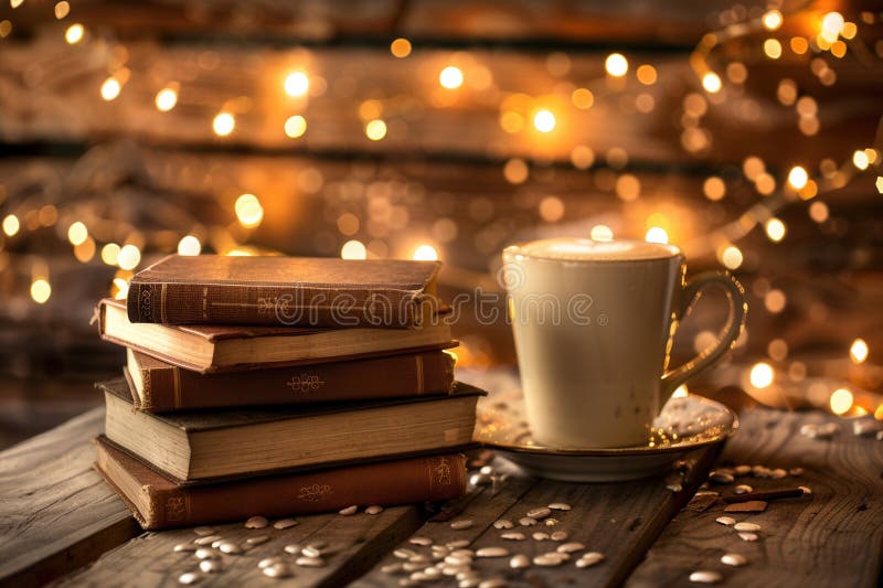Enjoy a Warm Cup of Coffee Alongside a Stack of Books, Creating the ...