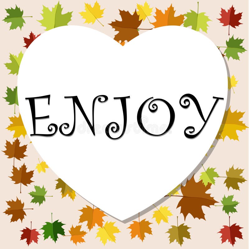 Enjoy Word with Leaves Background Stock Vector - Illustration of funny ...