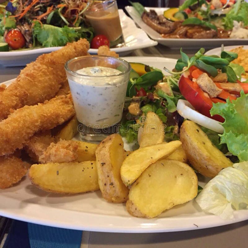Enjoy Your Dinner! Top View of Food and Drinks on the Rustic Wooden ...