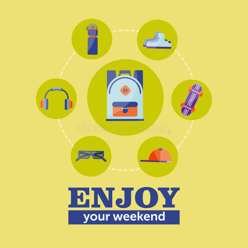 Enjoy Your Weekend. Sport Elements Set Stock Vector - Illustration of ...