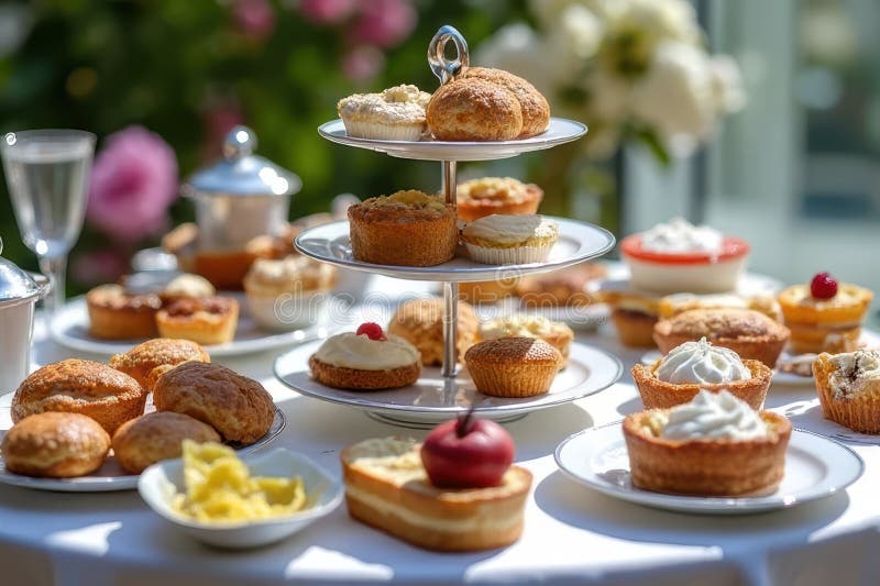 Enjoyable Pastry Selection at Afternoon Gathering Stock Illustration ...