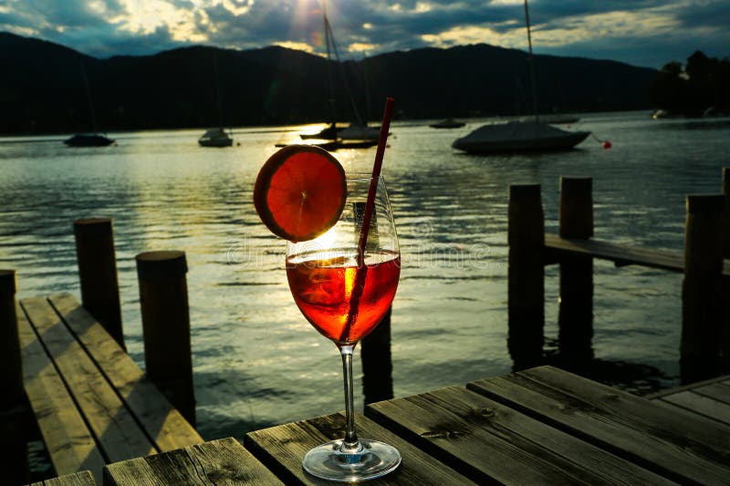 Enjoying Aperol Spritz at Tegernsee at Sunset, Bavaria, Tourism in ...