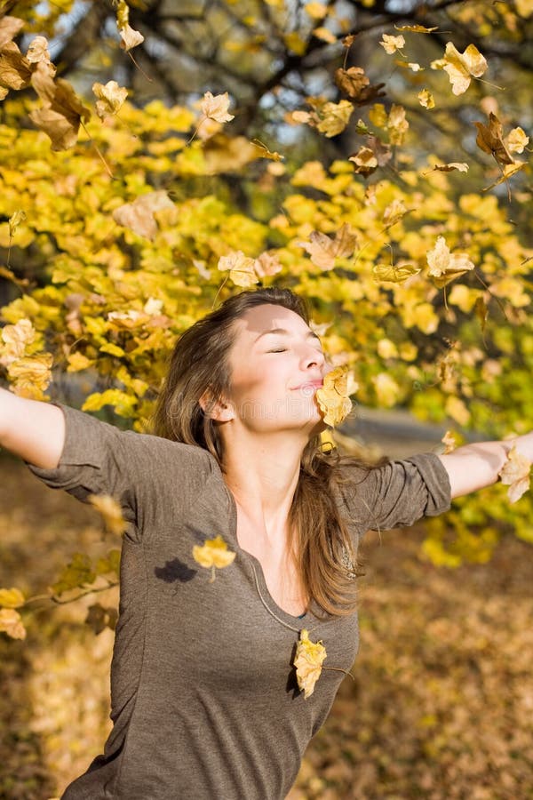 Enjoying autumn. stock image. Image of fashion, portrait - 21538549