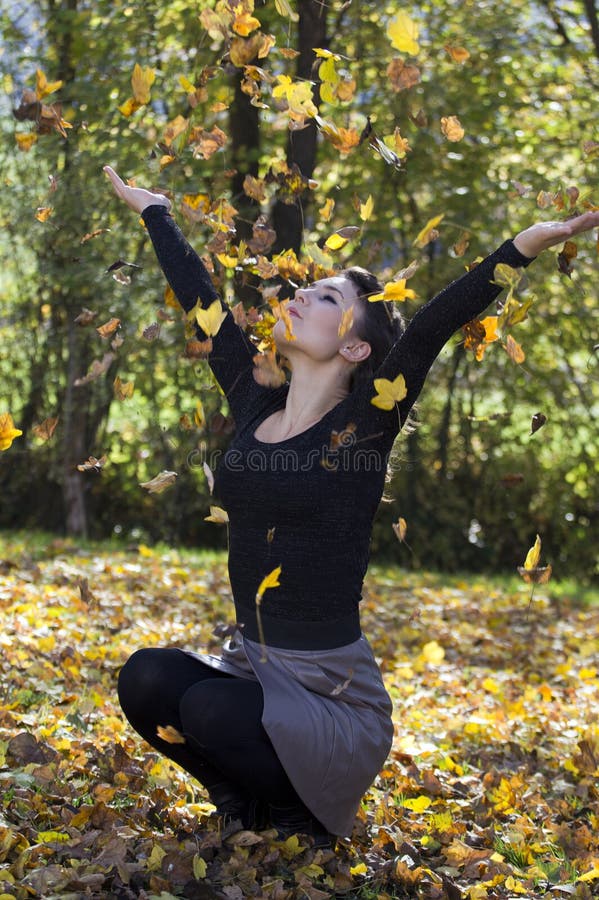 Enjoying autumn stock photo. Image of sunlight, posing - 36393582