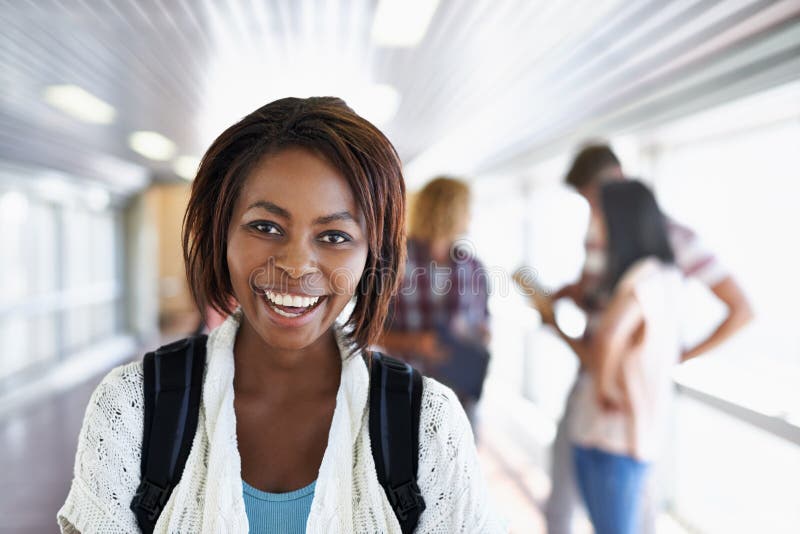 Enjoying Campus Life. Shot of Young University Students on the School ...