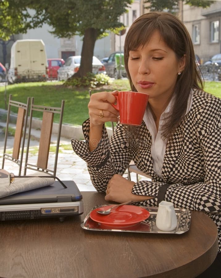 Enjoying coffee stock image. Image of computer, business - 3176551