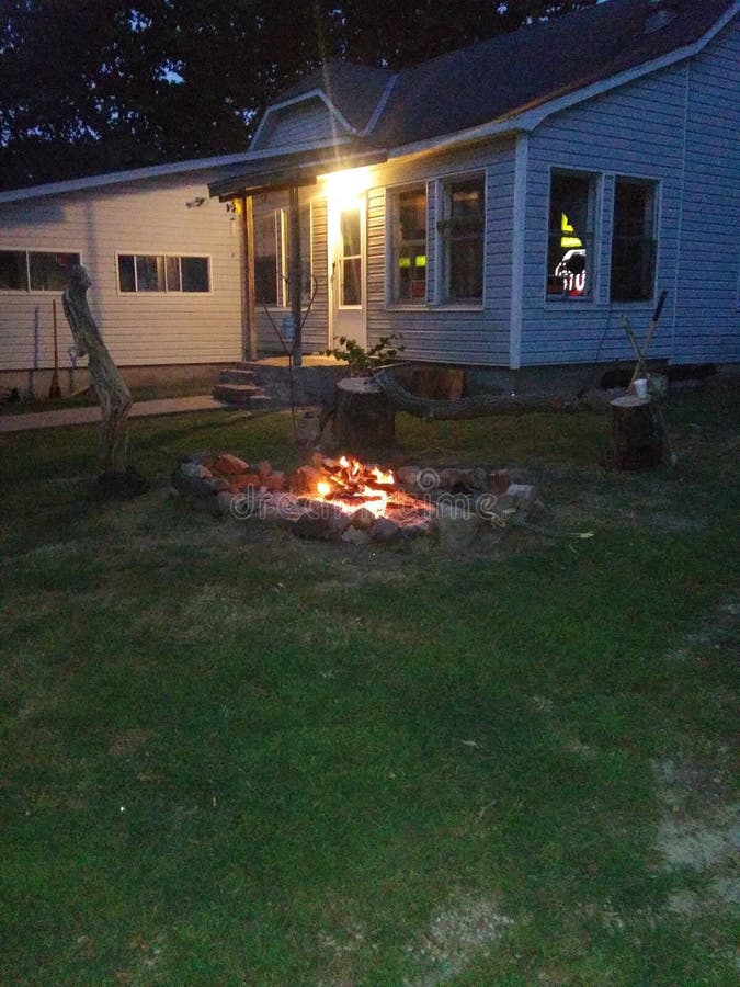 Enjoying Country Life with a Bonfire Stock Photo - Image of backyard ...