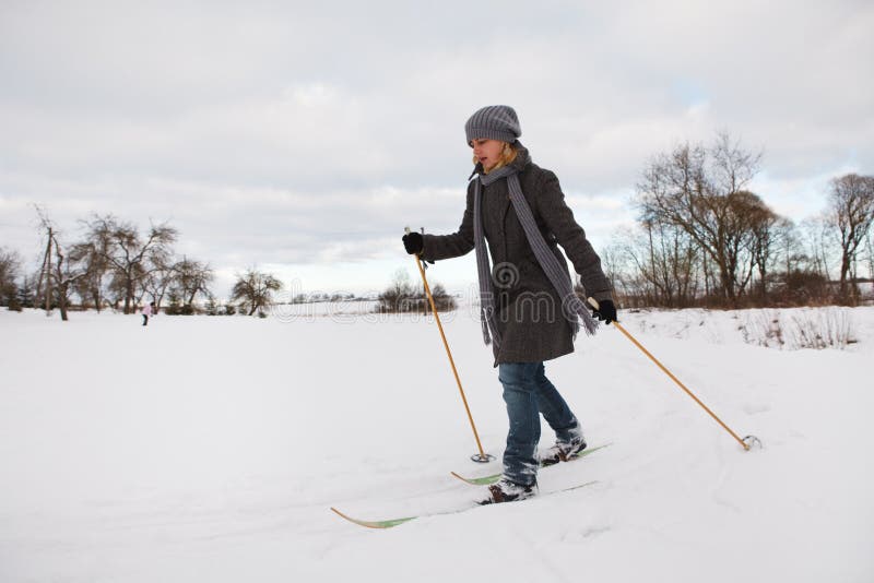 Enjoying Cross-country Skiing Stock Image - Image of country, cold ...