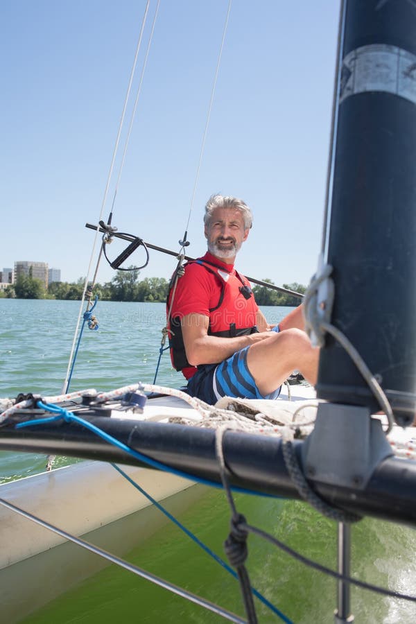 Enjoying Extreme Sailing with Racing Sailboat Stock Photo - Image of ...