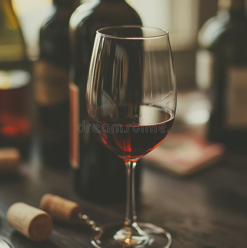 Enjoying a Glass of Deep Red Wine among an Array of Bottles in a Cozy ...