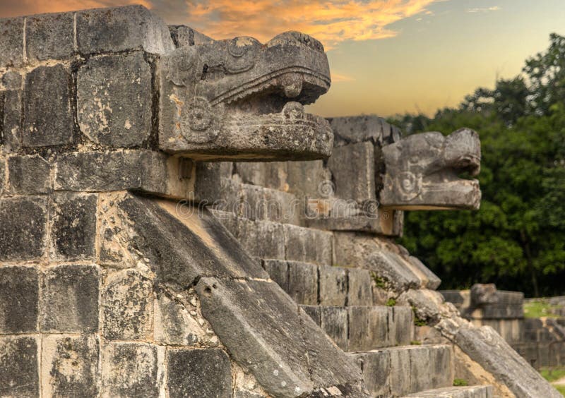 Enjoying the God Kukulkan on the Platform of Eagles and Jaguars Under a ...