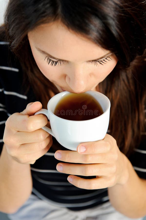 Enjoying her tea stock image. Image of happy, leisure - 21792697