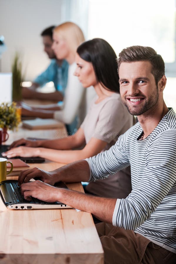 Enjoying His Creative Work. Stock Photo - Image of happiness, enjoying ... Enjoying His Creative Work. Stock Photo - Image of happiness, enjoying ...