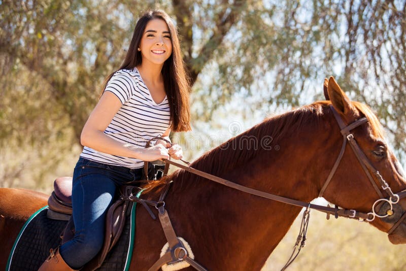 Cute Latin Girl Riding Horse Stock Photos - Free & Royalty-Free Stock ...