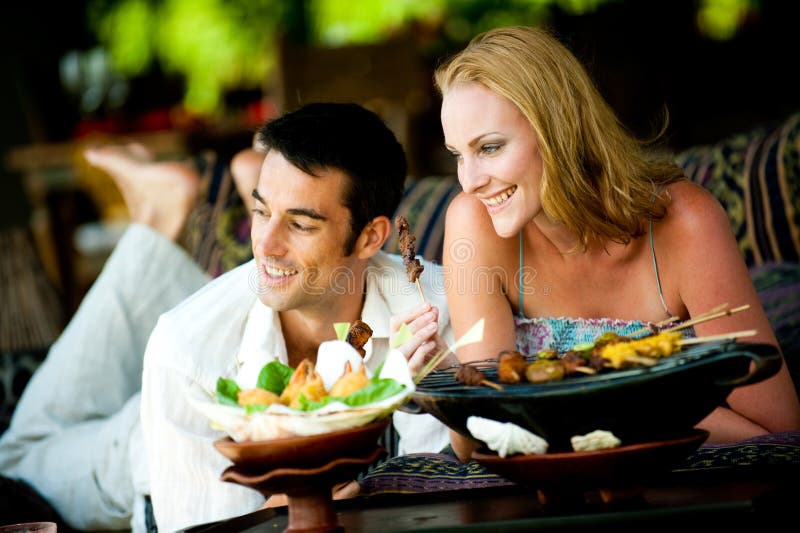 Enjoying Lunch stock image. Image of relaxed, cheerful - 9199327