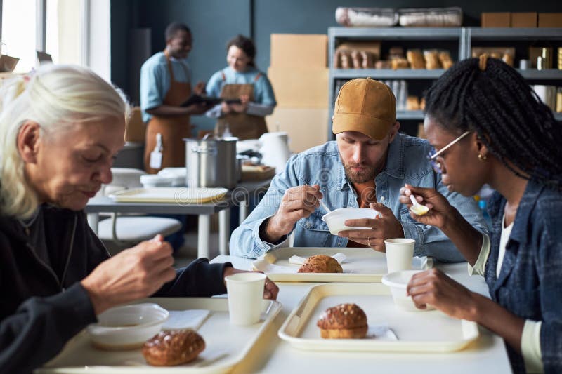 Enjoying Lunch Break Cafeteria Setting Stock Photos - Free & Royalty ...
