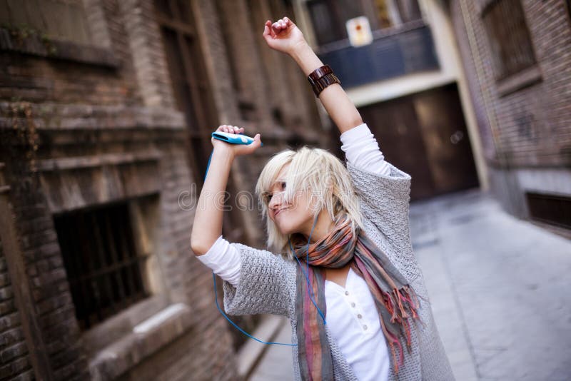 Enjoying music stock image. Image of female, headphones - 16727853