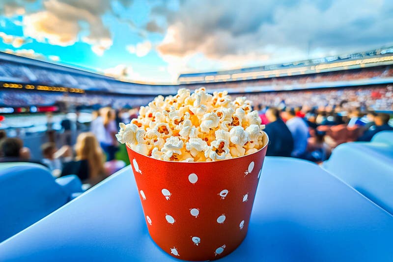 Enjoying Popcorn at an Outdoor Concert during Sunset Stock Illustration ...