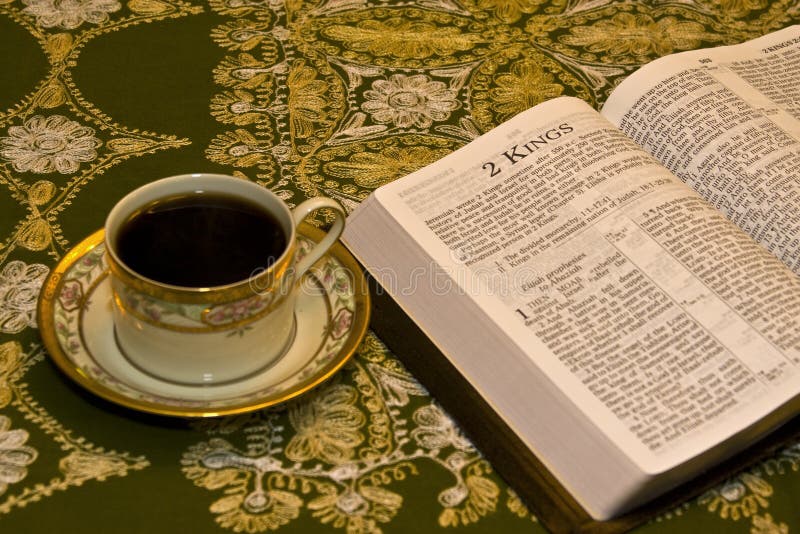 Bible on the Table with the Cup of Coffee Stock Image - Image of table ...