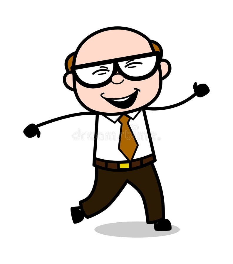Enjoying - Retro Cartoon Office Old Boss Man Vector Illustration Stock ...