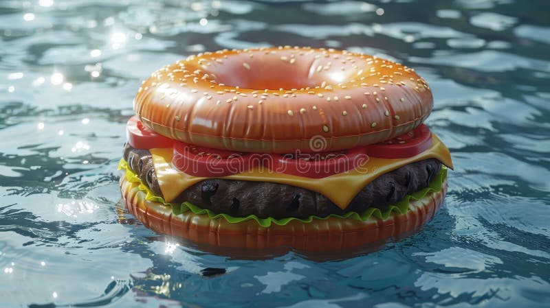 Enjoying a Sunny Summer Day with a Fun Inflatable Burger Pool Float in ...