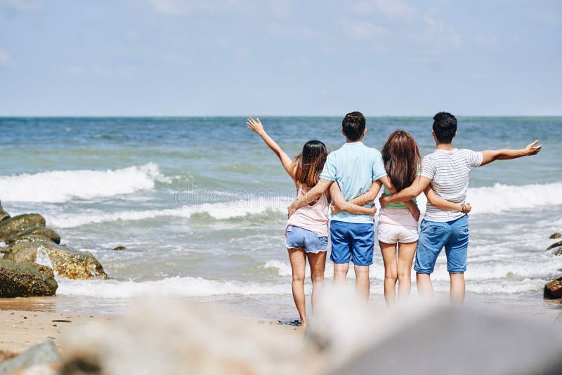 Enjoying view stock image. Image of rear, people, positive - 73591165