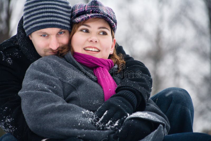 Enjoying the Winter Together Stock Image - Image of fresh, cheerful ...