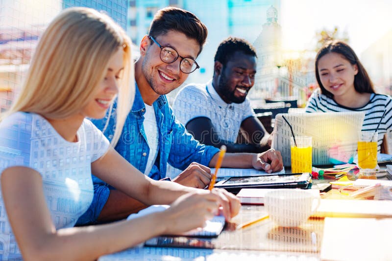 Joyful Man Working in a Team Stock Image - Image of project, associate ...