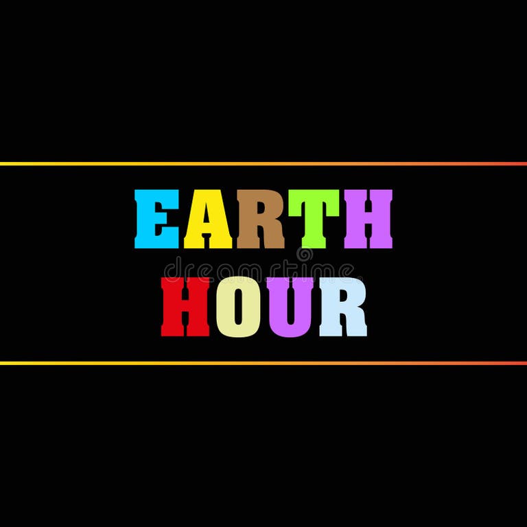 Earth Hour Word Block on Black Stock Illustration - Illustration of ...