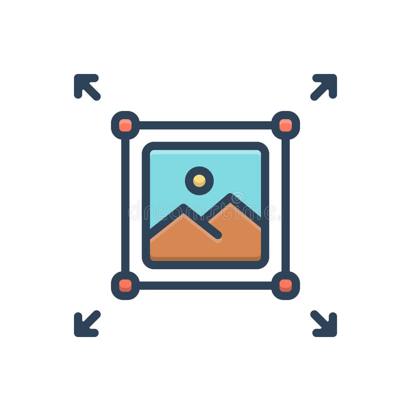 Color Illustration Icon for Enlarge, Enhance and Image Stock ...
