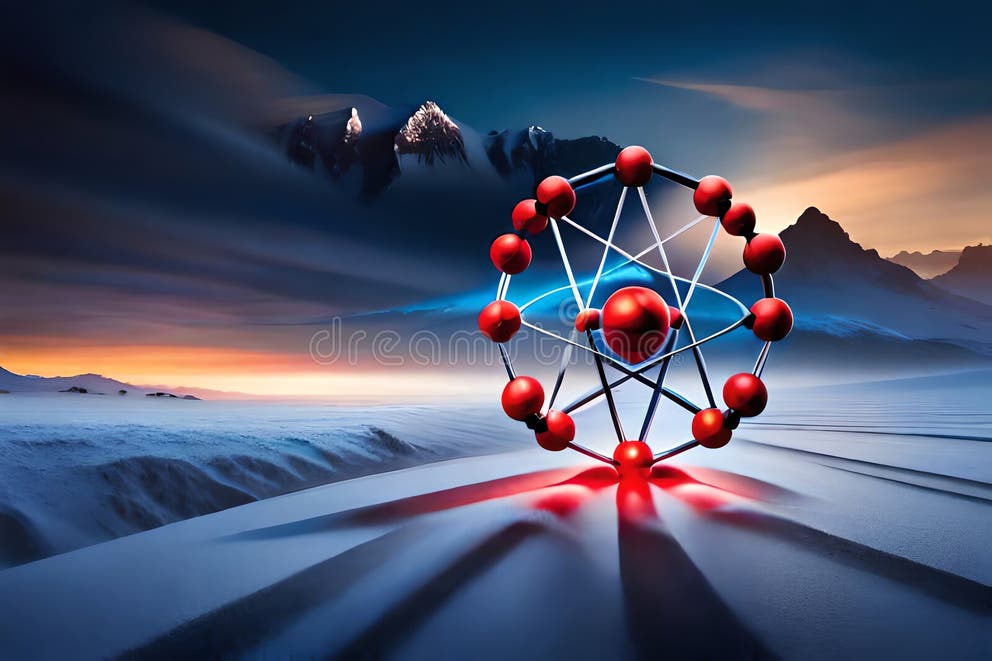 Enlarged Model of an Atom with a Nucleus of Protons, Neutrons and ...