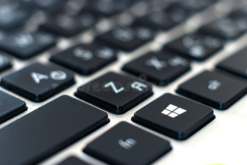 Enlarged View of a Black Computer Keyboard, Windows Key Stock Image ...