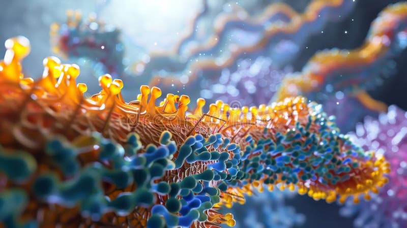 An Enlarged View of a Postsynaptic Membrane with Numerous Densely ...