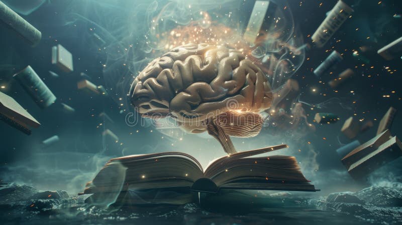 Enlightened Knowledge: the Book and Brain Connection Stock Illustration ...