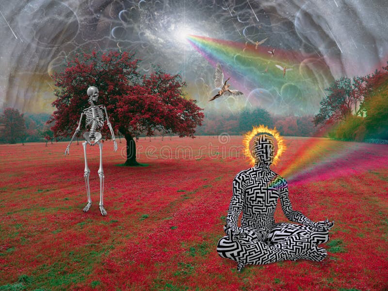 Enlightened man stock illustration. Illustration of leaves - 147393610