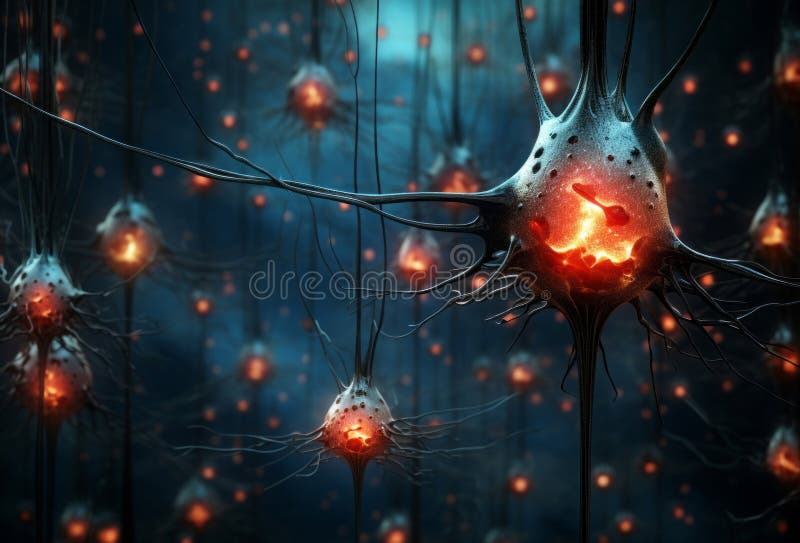 Enlightening Single Neuron Synapses Scheme Board. Generate Ai Stock ...