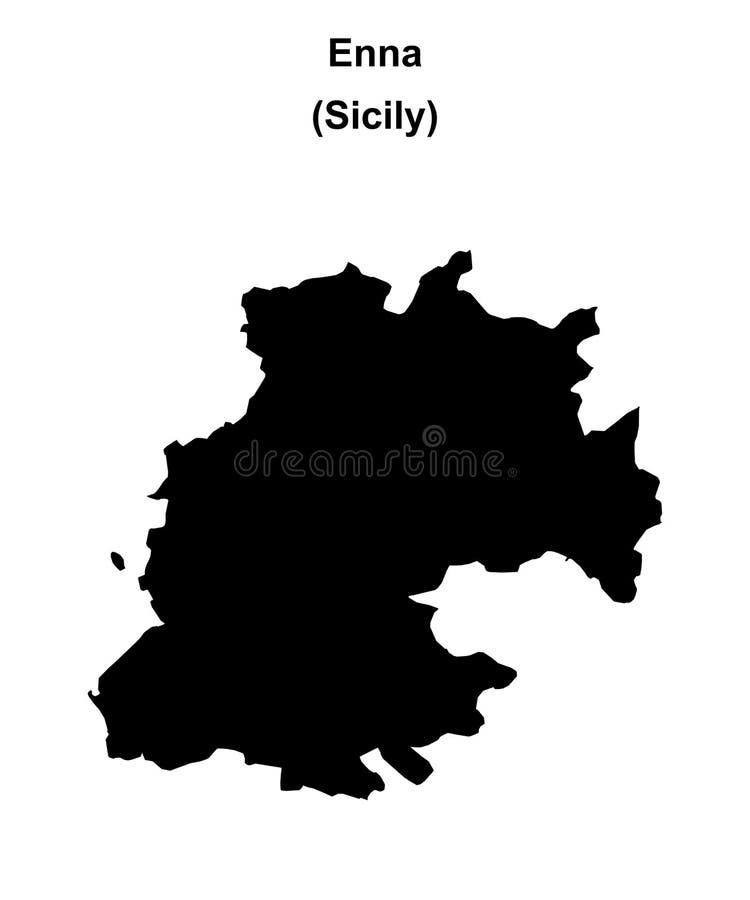 Enna outline map stock vector. Illustration of geography - 385358698