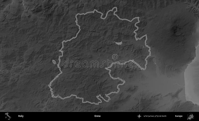Enna Outlined, Italy. Grayscale Stock Illustration - Illustration of ...
