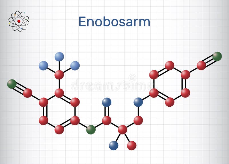 Enobosarm, Ostarine Molecule. Structural Chemical Formula, Molecule ...