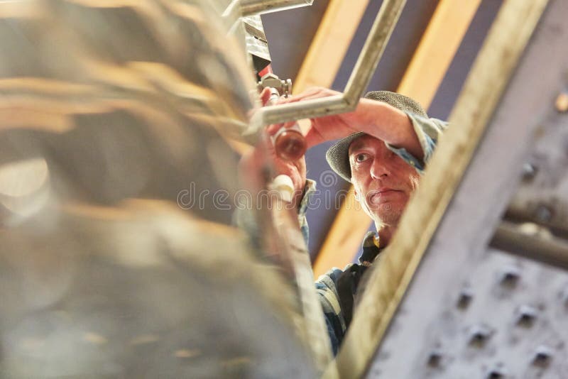 Enologist Controls Wine Sample from Fermentation Tank Stock Photo ...