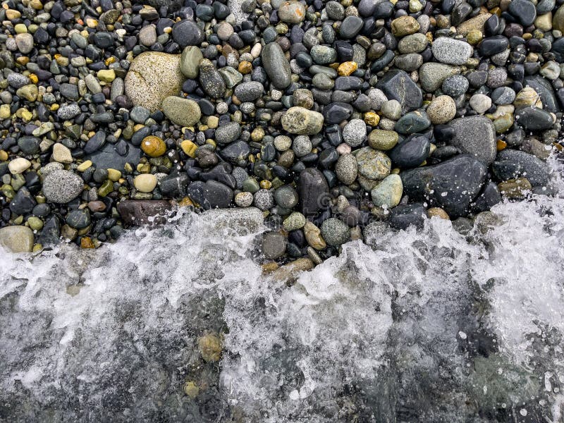 Enormous Activity of Sea Stones and Waves on the Beach Stock Image ...