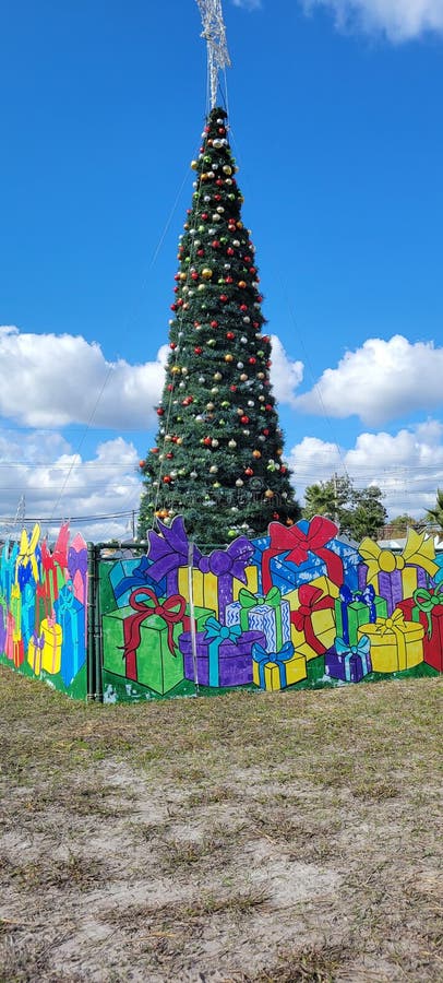 Enormous Christmas Tree Decorated in North Florida Stock Image - Image ...