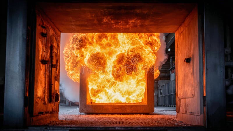 An Enormous Explosion of Fire Erupts from Inside a Rectangular Opening ...