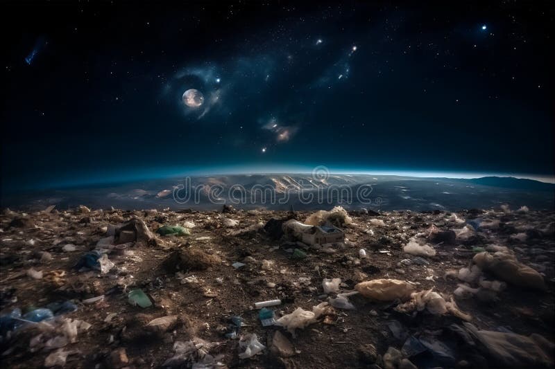 Enormous Garbage Pile Reaching Outer Space Showing Pollution Problems ...