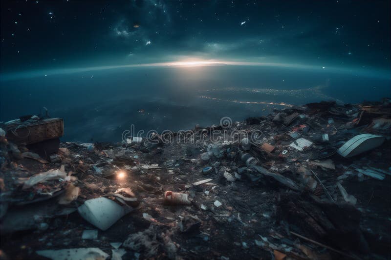 Enormous Garbage Pile Reaching Outer Space Showing Pollution Problems ...