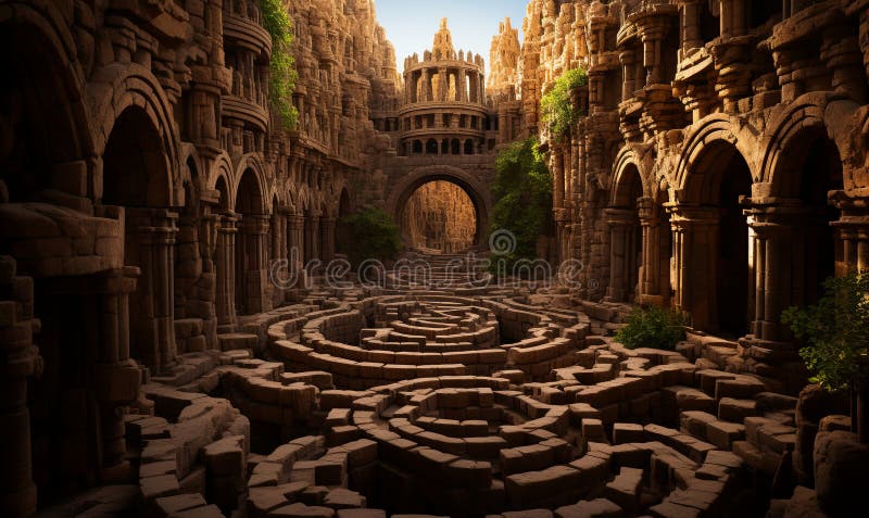 Enormous Maze in Huge Building Stock Photo - Image of interior, walls ...