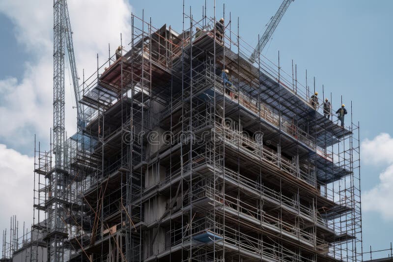 Enormous Structure of Skyscraper, with Scaffolding and Construction ...