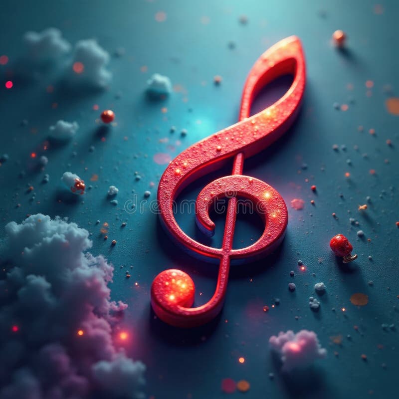 Enormous Treble Clef Overshadows Miniature Notes , Graphic, Music Stock ...